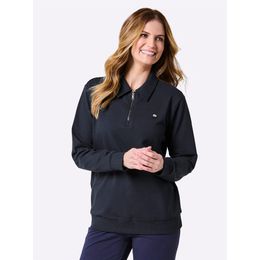 Langarmshirt Catamaran "Freizeitshirt", Damen, Gr. 40/42, marine, 60% Baumwolle, 40% Polyester, unifarben, V-Ausschnitt, Shirts Langarmshirt