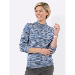 3/4 Arm-Pullover Classic Basics "Pullover", Damen, Gr. 42, wei&szlig;, marine, meliert, 100% Polyacryl, meliert, Pullover