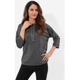 Sweatshirt Inspirationen, Damen, Gr. 52, graphit, 50% Modal, 44% Polyester, 6% Elasthan, gemustert, unifarben, Sweatshirts Sweatshirt