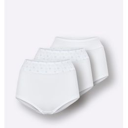w&auml;schepur Taillenslip W&Auml;SCHEPUR, Damen, Gr. 36, 3 Stk., 2x wei&szlig;, mint, bedruckt, 1x wei&szlig;, 82% Polyamid, 18% Elasthan, Unterhosen Taillenslip