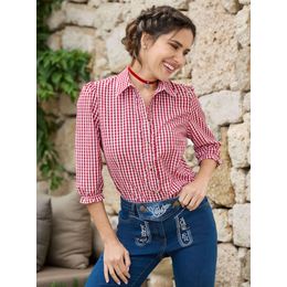 Trachtenbluse Classic Basics, Damen, Gr. 46, rot, wei&szlig;, kariert, 65% Polyester, 35% Baumwolle, gemustert, kariert, mehrfarbig, Blusen Trachtenbluse