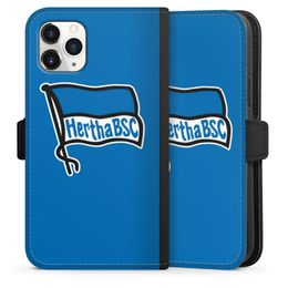 DeinDesign iPhone 11 Pro Handy Klapph&uuml;lle Handyh&uuml;lle aus Kunst Leder schwarz Flip Case Hertha Bsc Official Licensed Product Flag Sideflip mit Lasche