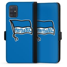 DeinDesign Galaxy A51 Handy Klapph&uuml;lle Handyh&uuml;lle aus Kunst Leder schwarz Flip Case Hertha Bsc Official Licensed Product Flag Sideflip mit Lasche