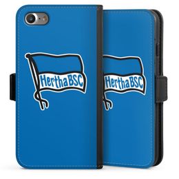 DeinDesign iPhone SE (2020) Handy Klapph&uuml;lle Handyh&uuml;lle aus Kunst Leder schwarz Flip Case Hertha Bsc Flag Official Licensed Product Sideflip mit Lasche