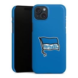 DeinDesign iPhone 15 Plus Handy Premium Case Smartphone Handyh&uuml;lle Schutzh&uuml;lle gl&auml;nzend Hertha Bsc Official Licensed Product Flag Premium Case