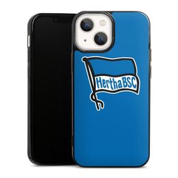DeinDesign iPhone 13 Mini Handy Slim Case extra d&uuml;nn Silikon Handyh&uuml;lle schwarz H&uuml;lle Hertha Bsc Official Licensed Product Flag Silikon Slim Case