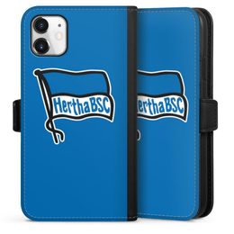 DeinDesign iPhone 11 Handy Klapph&uuml;lle Handyh&uuml;lle aus Kunst Leder schwarz Flip Case Hertha Bsc Official Licensed Product Flag Sideflip mit Lasche