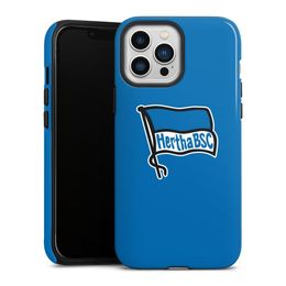 DeinDesign iPhone 13 Pro Max Handy Panzer Handyh&uuml;lle robuste Outdoor H&uuml;lle Schutzh&uuml;lle gl&auml;nzend Hertha Bsc Official Licensed Product Flag Tough Case