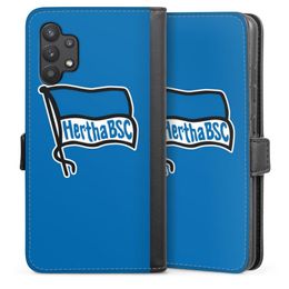 DeinDesign Galaxy A32 4G Handy Klapph&uuml;lle Handyh&uuml;lle aus Kunst Leder schwarz Flip Case Hertha Bsc Official Licensed Product Flag Sideflip mit Lasche