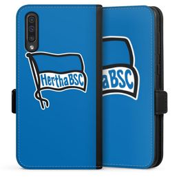DeinDesign Galaxy A50 Handy Klapph&uuml;lle Handyh&uuml;lle aus Kunst Leder schwarz Flip Case Hertha Bsc Official Licensed Product Flag Sideflip mit Lasche