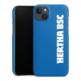 DeinDesign iPhone 14 Plus Handy Premium Case Smartphone Handyh&uuml;lle Schutzh&uuml;lle gl&auml;nzend Blue Hertha Bsc Soccer Premium Case