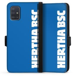 DeinDesign Galaxy A51 Handy Klapph&uuml;lle Handyh&uuml;lle aus Kunst Leder schwarz Flip Case Blue Hertha Bsc Soccer Sideflip mit Lasche