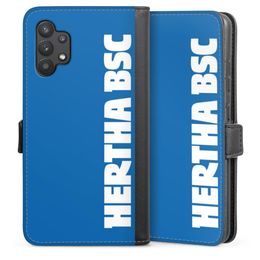 DeinDesign Galaxy A32 4G Handy Klapph&uuml;lle Handyh&uuml;lle aus Kunst Leder schwarz Flip Case Blue Hertha Bsc Soccer Sideflip mit Lasche