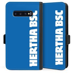 DeinDesign Galaxy S10 Plus Handy Klapph&uuml;lle Handyh&uuml;lle aus Kunst Leder schwarz Flip Case Blue Hertha Bsc Soccer Sideflip mit Lasche