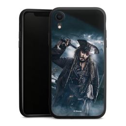DeinDesign iPhone Xr Handy Premium Silikon H&uuml;lle Handyh&uuml;lle schwarz Case Fluch Der Karibik Captain Jack Sparrow Official Licensed Product Silikon Premium Case