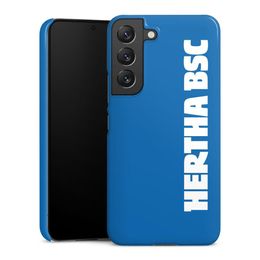 DeinDesign Galaxy S22 Handy Premium Case Smartphone Handyh&uuml;lle Schutzh&uuml;lle gl&auml;nzend Blue Hertha Bsc Soccer Premium Case