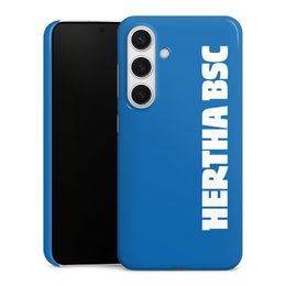 DeinDesign Galaxy S24 Handy Premium Case Smartphone Handyh&uuml;lle Schutzh&uuml;lle gl&auml;nzend Blue Hertha Bsc Soccer Premium Case