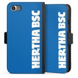 DeinDesign iPhone SE (2020) Handy Klapph&uuml;lle Handyh&uuml;lle aus Kunst Leder schwarz Flip Case Soccer Hertha Bsc Blue Sideflip mit Lasche