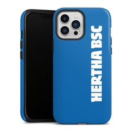 DeinDesign iPhone 13 Pro Max Handy Panzer Handyh&uuml;lle robuste Outdoor H&uuml;lle Schutzh&uuml;lle gl&auml;nzend Blue Hertha Bsc Soccer Tough Case