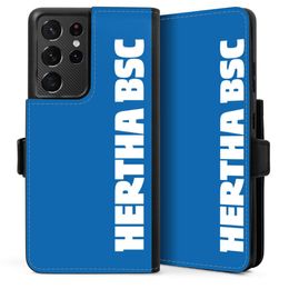 DeinDesign Galaxy S21 Ultra 5G Handy Klapph&uuml;lle Handyh&uuml;lle aus Kunst Leder schwarz Flip Case Blue Hertha Bsc Soccer Sideflip mit Lasche