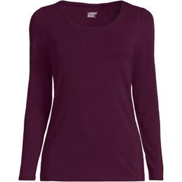 LANDS' END Baumwolle/Modal-Shirt mit Ballett-Ausschnitt, Damen,  Lila, Baumwolle Modal, by Lands' End