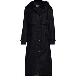 LANDS' END Wachsmantel mit Kapuze, Damen,  Schwarz, Baumwolle/Polyester, by Lands' End