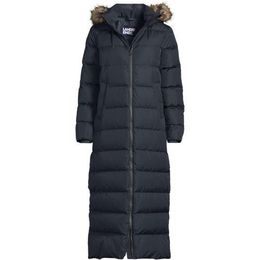 LANDS' END Maxi-Daunenmantel mit Kapuze, Damen,  Grau, Polyester, by Lands' End
