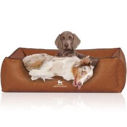 Knuffelwuff Hundebett Henderson aus marmoriertem Kunstleder terracotta XL
