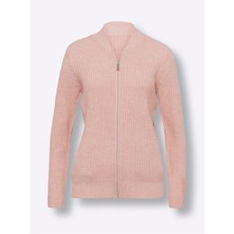 WITT Damen Strickjacke in Ripp-Optik, pflegeleicht, rosenquarz-meliert, Gr&ouml;&szlig;e 52