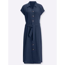 WITT Damen Baumwollkleid in Musselin-Qualit&auml;t, dunkelblau, Gr&ouml;&szlig;e 56