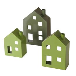 Boltze Lichthaus Windlicht Set 3-tlg f&uuml;r Teelicht Lavik 15 - 23 cm, gr&uuml;n skandinavische Deko Online Shop