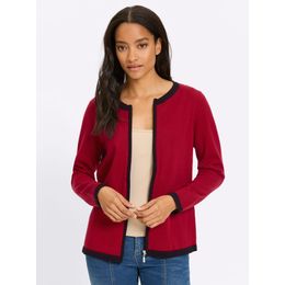 Strickjacke Heine, Damen, Gr. 50, rot, 50% Baumwolle, 50% Polyacryl, gemustert, mehrfarbig, Strickjacken Strickjacke