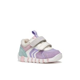 Lauflernschuh Geox "B IUPIDOO GIRL", Baby, Gr. 23, lila, wei&szlig; kombiniert, Leder, Lederimitat, Textil, Schuhe Lauflernschuh, Babyschuh mit pastellfarbenen Bes&auml;tzen, Gr&ouml;&szlig;enschablone zum Download