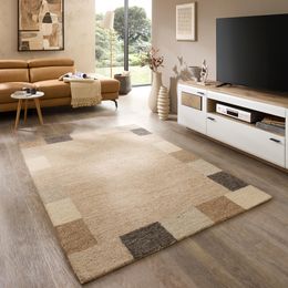 Wollteppich Theko "Origin Loop 7", grau, B:250cm H:10mm L:350cm, Schurwolle, Teppiche, handgetuftet, reine Schurwolle, Unifarben, mit Bord&uuml;re