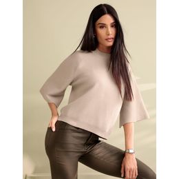 3/4 Arm-Pullover Heine "Pullover", Damen, Gr. 40, sesam, 50% Viskose, 25% Polyester, 25% Polyamid, unifarben, Pullover