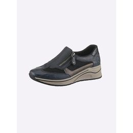 Slipper Rieker, Damen, Gr. 38, blau (jeansblau), Lederimitat, Schuhe Slipper