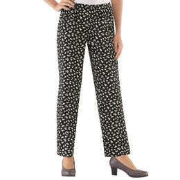 Schlupfhose Classic Basics, Damen, Gr. 205, Extrakurzgr&ouml;&szlig;en, schwarz (schwarz, gebl&uuml;mt), 52% Polyester, 48% Viskose, gemustert, lang, Hosen Schlupfhose