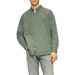 Langarmhemd QS, Herren, Gr. S, N-Gr, gr&uuml;n (olive), Twill, Obermaterial: 100% Baumwolle, unifarben, regular fit normal, ohne Ausschnitt, Manschette, Hemden, mit Manschetten