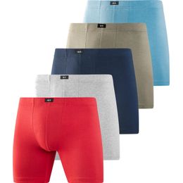 H.I.S. Herren Langer Boxer rot, dunkelblau, hellblau, grau, khaki, Gr&ouml;&szlig;e S
