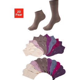 H.I.S. Damen Basicsocken 4x taupe, 4x beige, 4x pflaume, 2x jeans, 2x lila, 2x beere, 2x alt rosa, Gr&ouml;&szlig;e 35/38