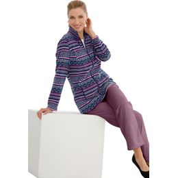 Damen Fleecejacke mit Stehkragen marine-ros&eacute;-gemustert, Gr&ouml;&szlig;e 46