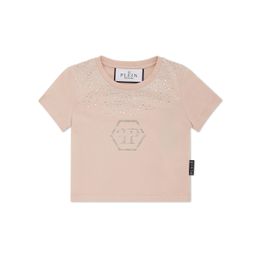 Philipp Plein Cropped T-Shirt Strass Round Neck Ss Hexagon