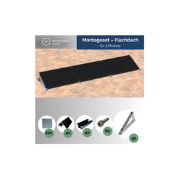 Flachdach-Aufst&auml;nderung - "Flat-Flex"-Set - f&uuml;r 3 x PV-Module (nebeneinander)
