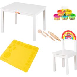 Kindersitzgruppe Roba "Play-Doh", wei&szlig;, Sitzm&ouml;bel-Sets, Kinder, inkl. 3D Kreativmatte, Knete und Zubeh&ouml;r