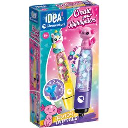 Kreativset Clementoni "Idea, Deine Textmarker-Kreationen - Tiere im Trend", bunt, Kreativsets, Kinder, Kunststoff