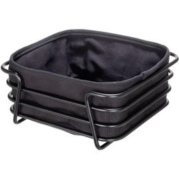 Sch&ouml;ner Wohnen Kollektion Brotkorb "KENDRA", schwarz, B:21cm H:9cm L:21cm, Metall, SCH&Ouml;NER WOHNEN-KOLLEKTION, Lebensmittelaufbewahrungsbeh&auml;lter, Brotkorb, Br&ouml;tchenkorb mit Gestell aus Eisen und Baumwolleinsatz