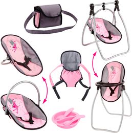 Puppen Accessoires-Set BAYER "Vario rosa/grau", rosa (rosa, grau fee), Puppenausstattungen, KinderB:35cm H:63,5cm L:48cm T:48cm, mit multifunktionalem Sitz, B:35cm H:63,5cm L:48cm T:48cm