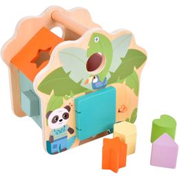 Steckspielzeug Small Foot "Steckw&uuml;rfel Haus Jungle F.", bunt, Steckspielzeug, BabyB:18cm H:17cm T:12cm, Holz, B:18cm H:17cm T:12cm