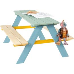 Garten-Kindersitzgruppe Pinolino "Nicki", bunt, Sitzm&ouml;bel-Sets, Kinder, B/H/T: 90cm x 50cm x 79cm, Massivholz, Picknicktisch, BxHxT: 90x79x50 cm, B:90cm H:50cm T:79cm