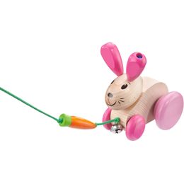 Nachziehtier Selecta "Hanna Hoppel, Nachzieh-Hase, 13 cm", rosa (holzfarben, rosa), Nachziehspielzeug, BabyB:12,3cm H:8,9cm T:14cm, Holz, B:12,3cm H:8,9cm T:14cm